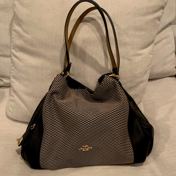 Coach | Bags | Coach Edie Legacy Shoulder Woven Fabricleather | Poshmark
